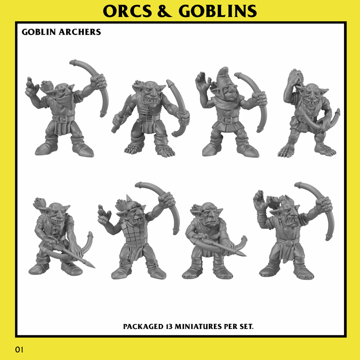 3D Printable ORCS & GOBLINS: Goblin Archers Unit by Monstrous Encounters